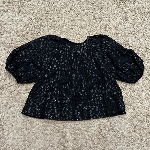 RHODE | Tops | Rhode Black Short Sleeve Shimmer Swing Blouse Top | Poshmark